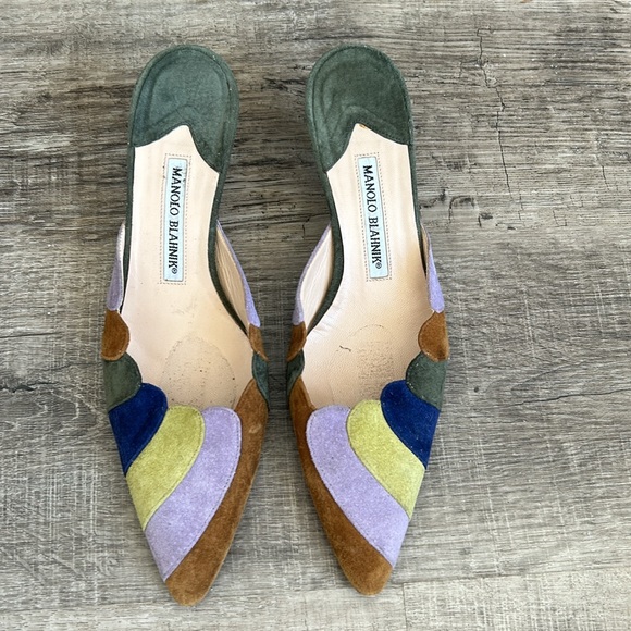 Manolo Blahnik | Shoes | Manolo Blahnik Suede Kitten Heel Mules | Poshmark